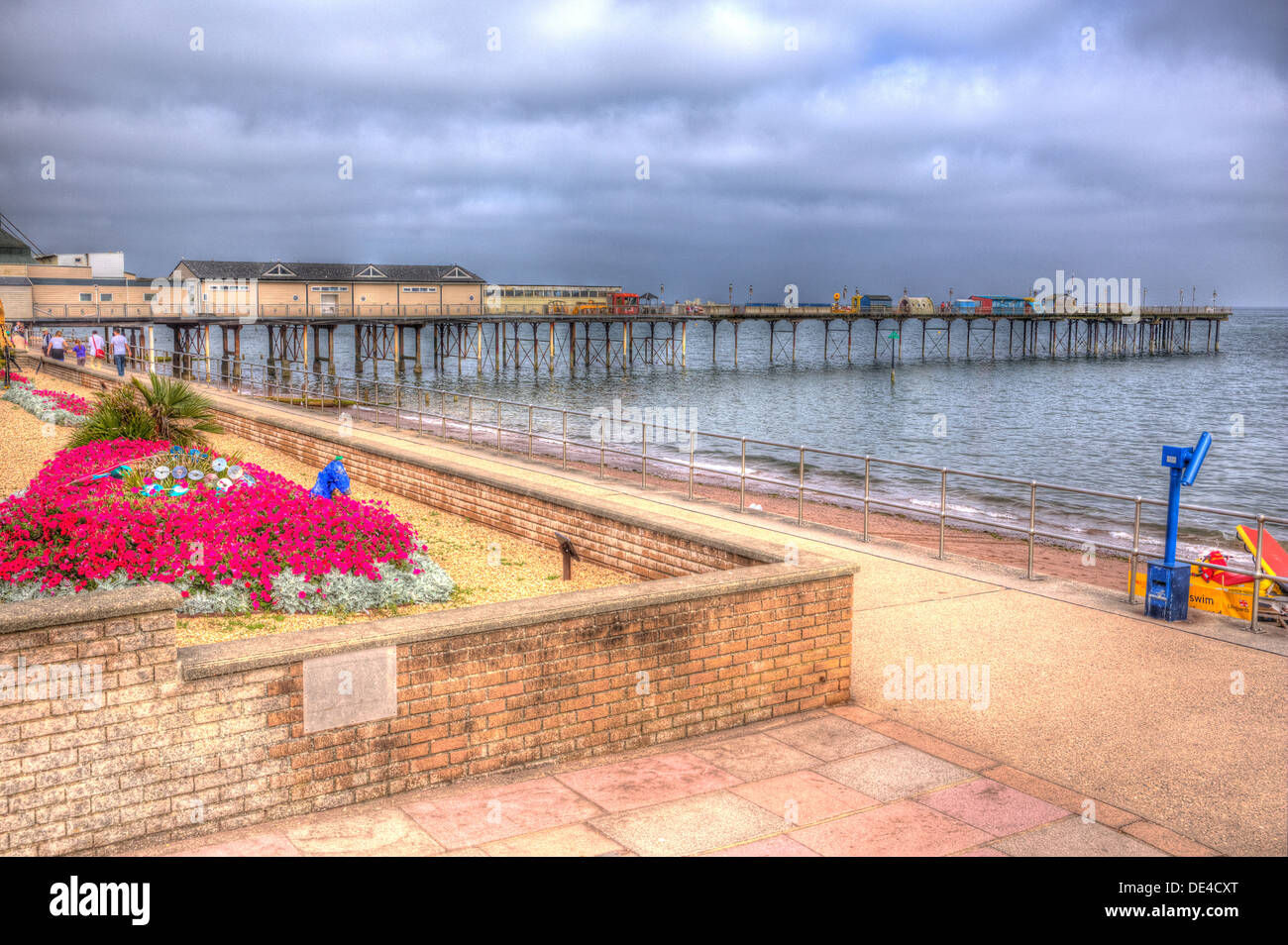 Teignmouth Pier Devon England, traditional English structure by the sea ...