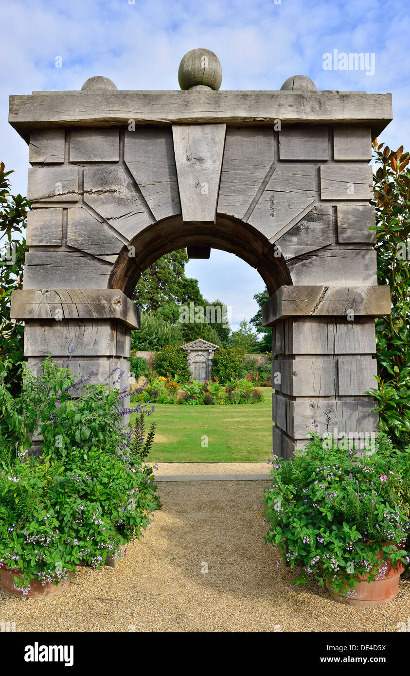 Archway in the new gardens of Arundel Castle, Arundel, West Sussex ...