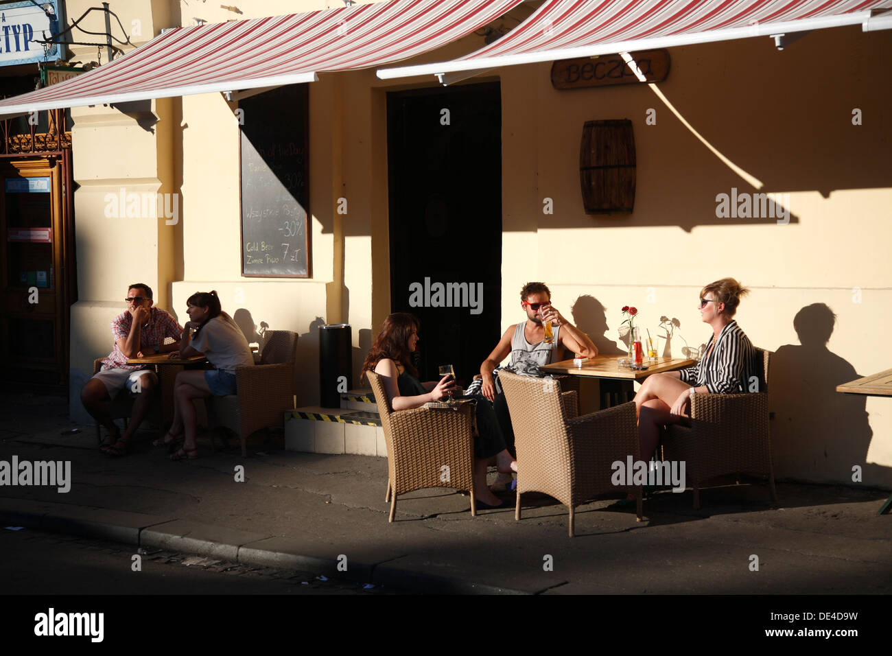Cafe in the Jewish Quarter Kazimierz, Plac Nowy, Krakow, Poland Stock ...