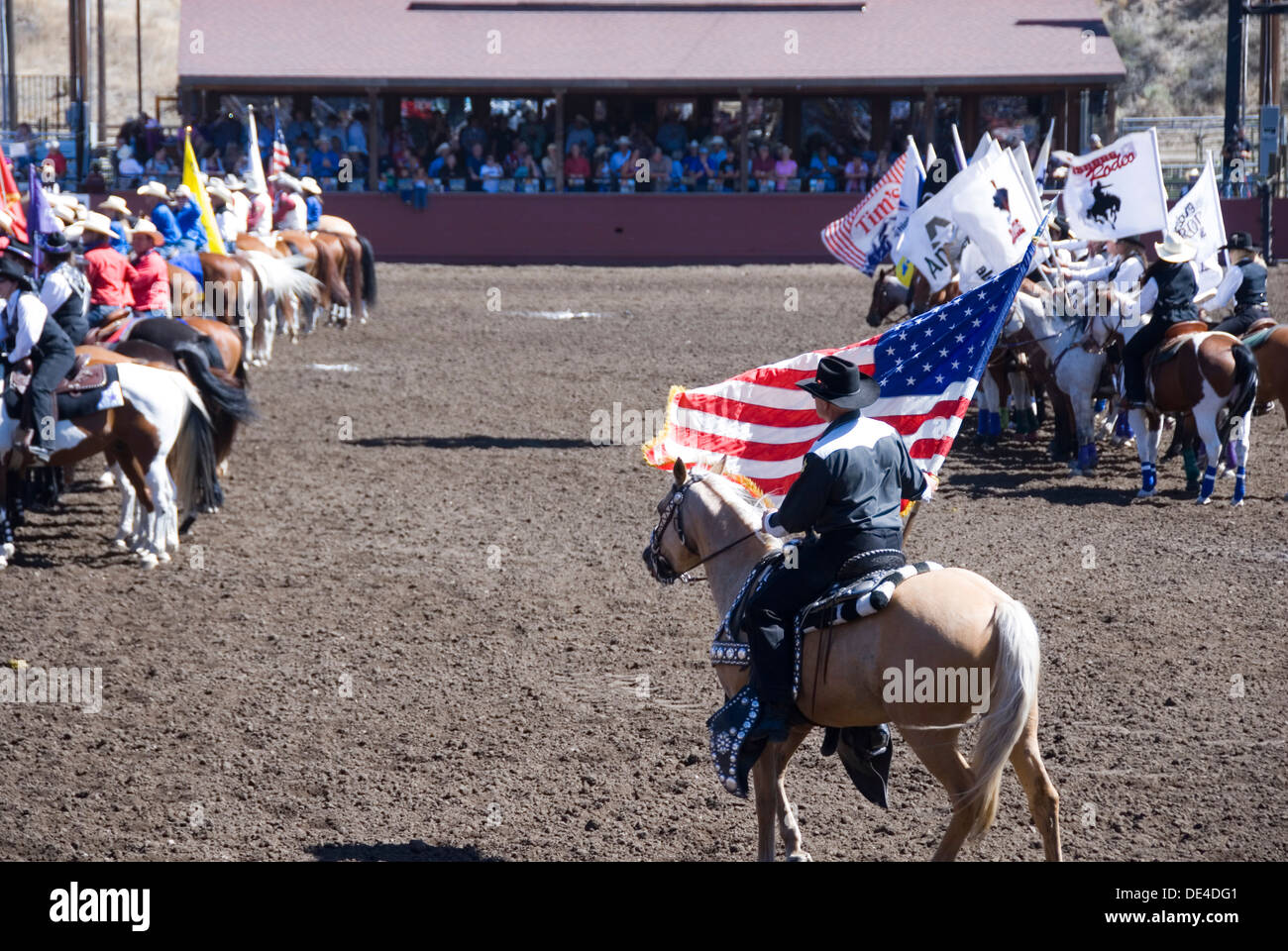 Cowboy american flag horse horseback hi-res stock photography and ...