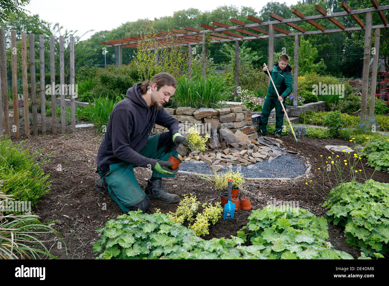 Moers, Germany, Trainee to garden and landscape designers Stock Photo ...