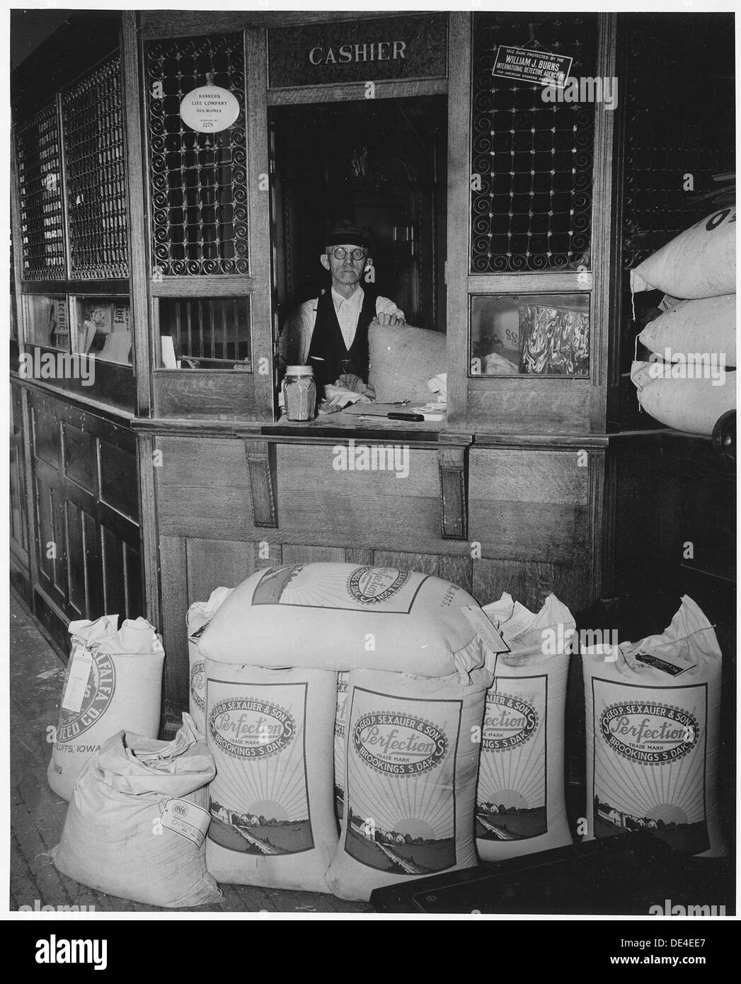 This historical image showcases buildings and businesses in Irwin ...