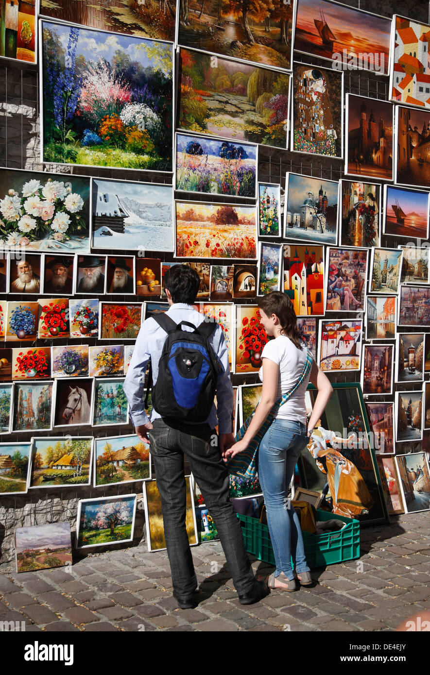 Paintings for sale at Florian Gate (Brama Florianska), Krakow, Poland ...