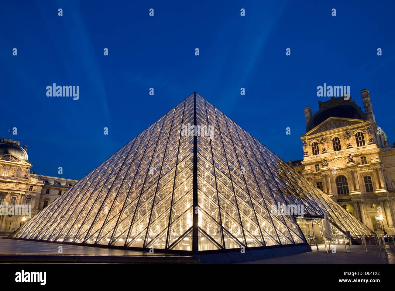 Glass pyramid and Palais du Louvre, nowadays Louvre museum, listed as ...