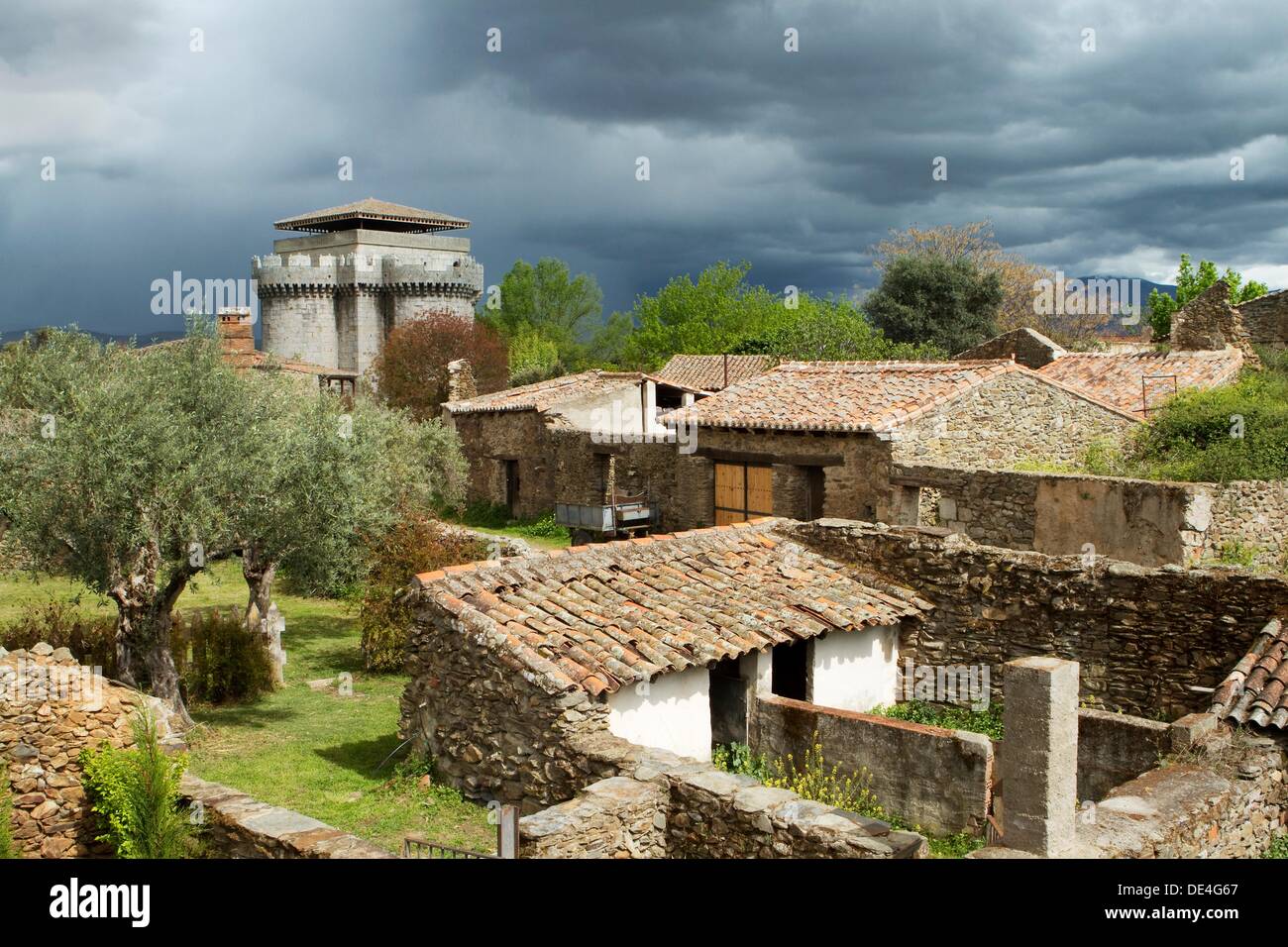 Overview of the castle and deserted village of Granadilla, declarated ...