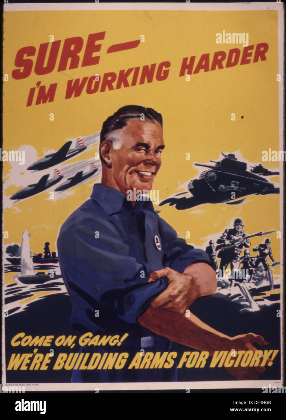 This World War II-era propaganda poster features workers proudly ...