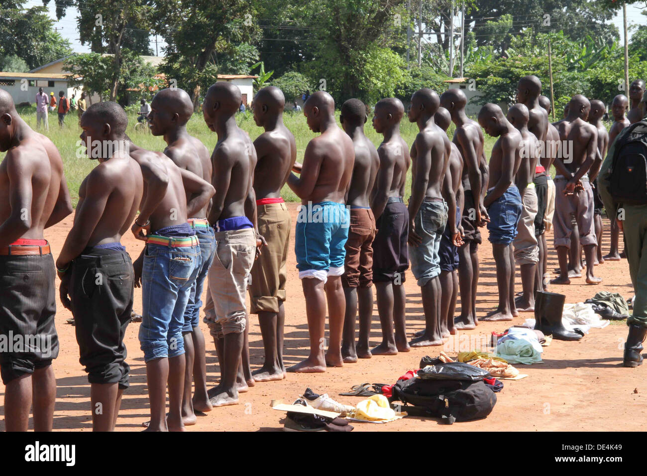 Recruits in the national army being screened during recruitment ...