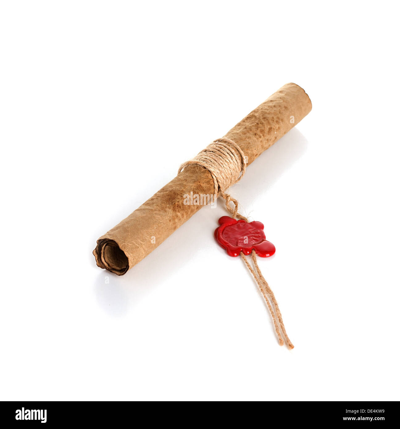 Ancient parchment scroll isolated on white background Stock Photo - Alamy