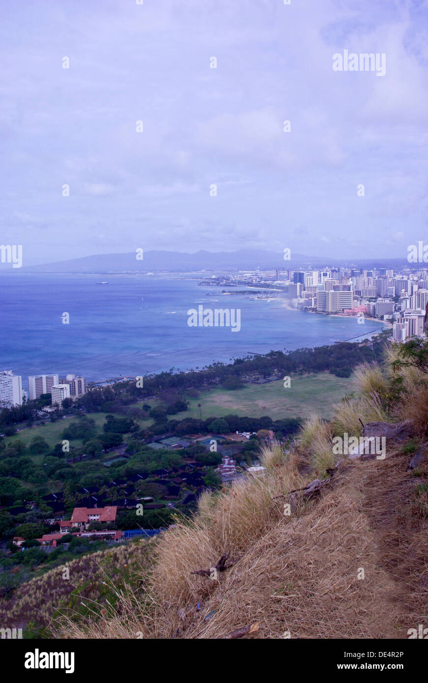 view of Honolulu from the top of Diamond Head Stock Photo - Alamy