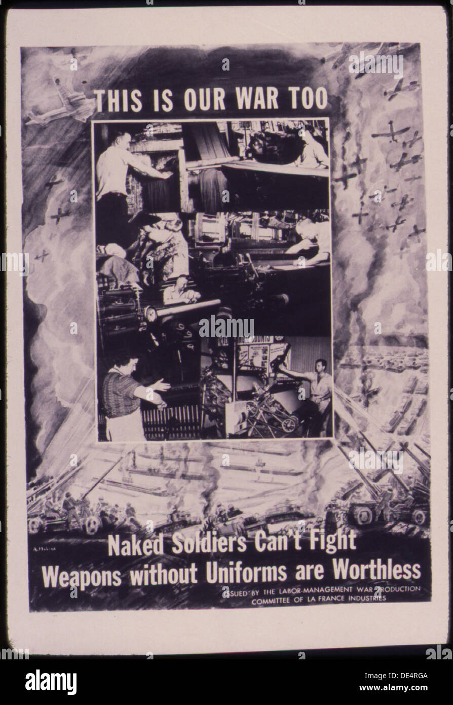 This World War II-era propaganda poster stresses the need for both men ...