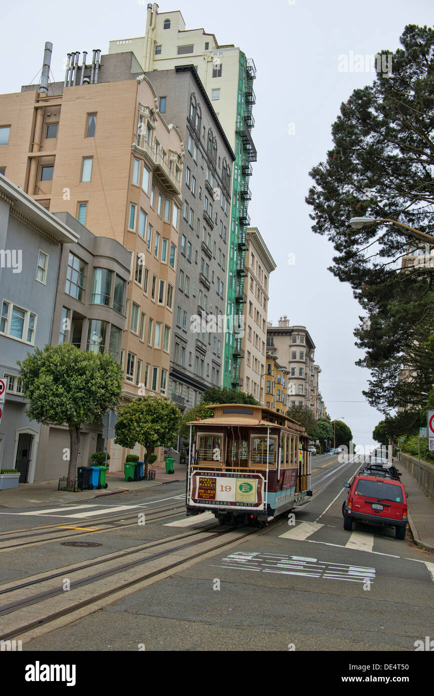Cable car making its run in San Francisco, California Stock Photo - Alamy