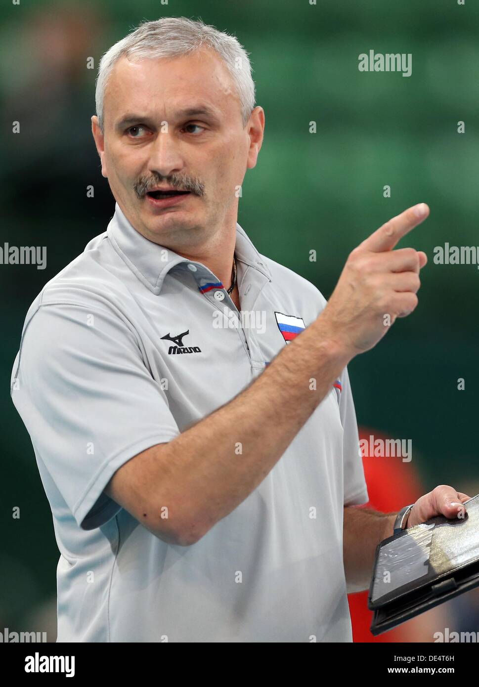 Headcoach Yuriy Marichev of Russia reacts during their women's CEV ...