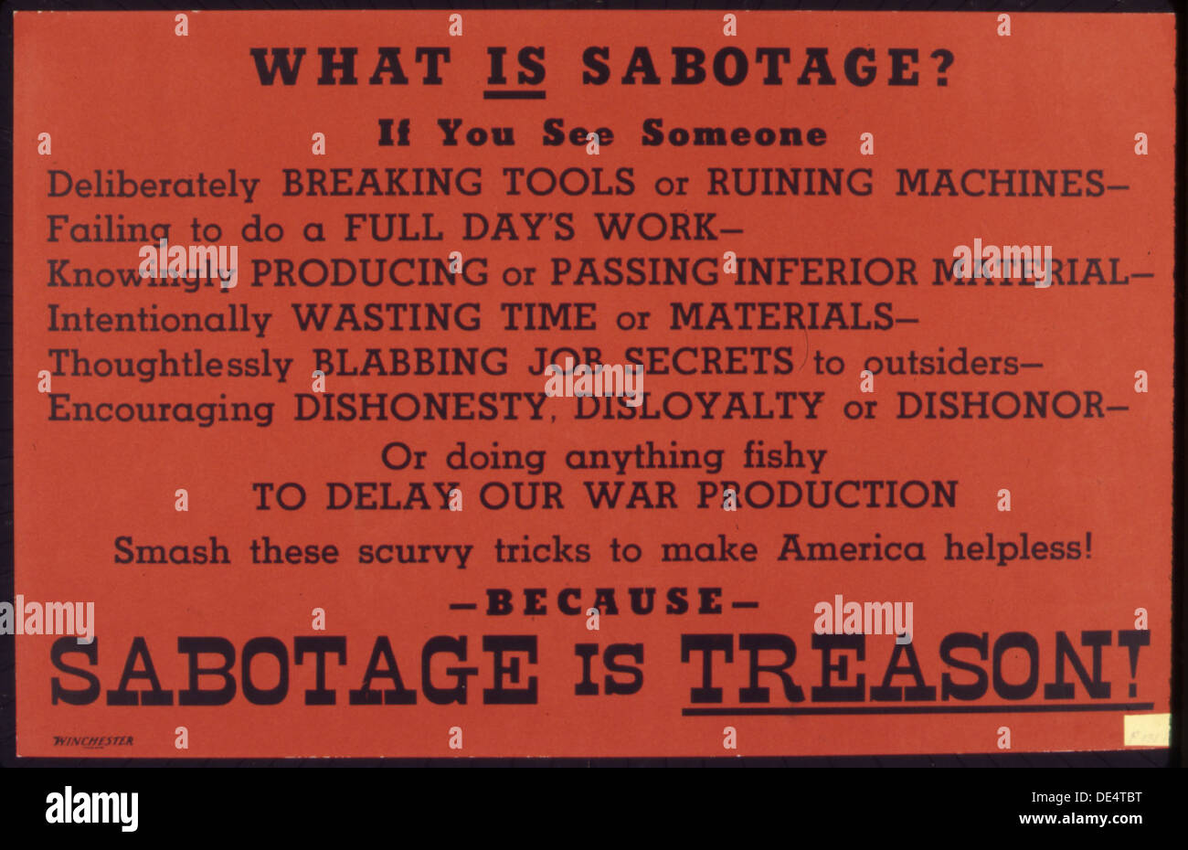 This World War II propaganda poster warns citizens that sabotage is ...