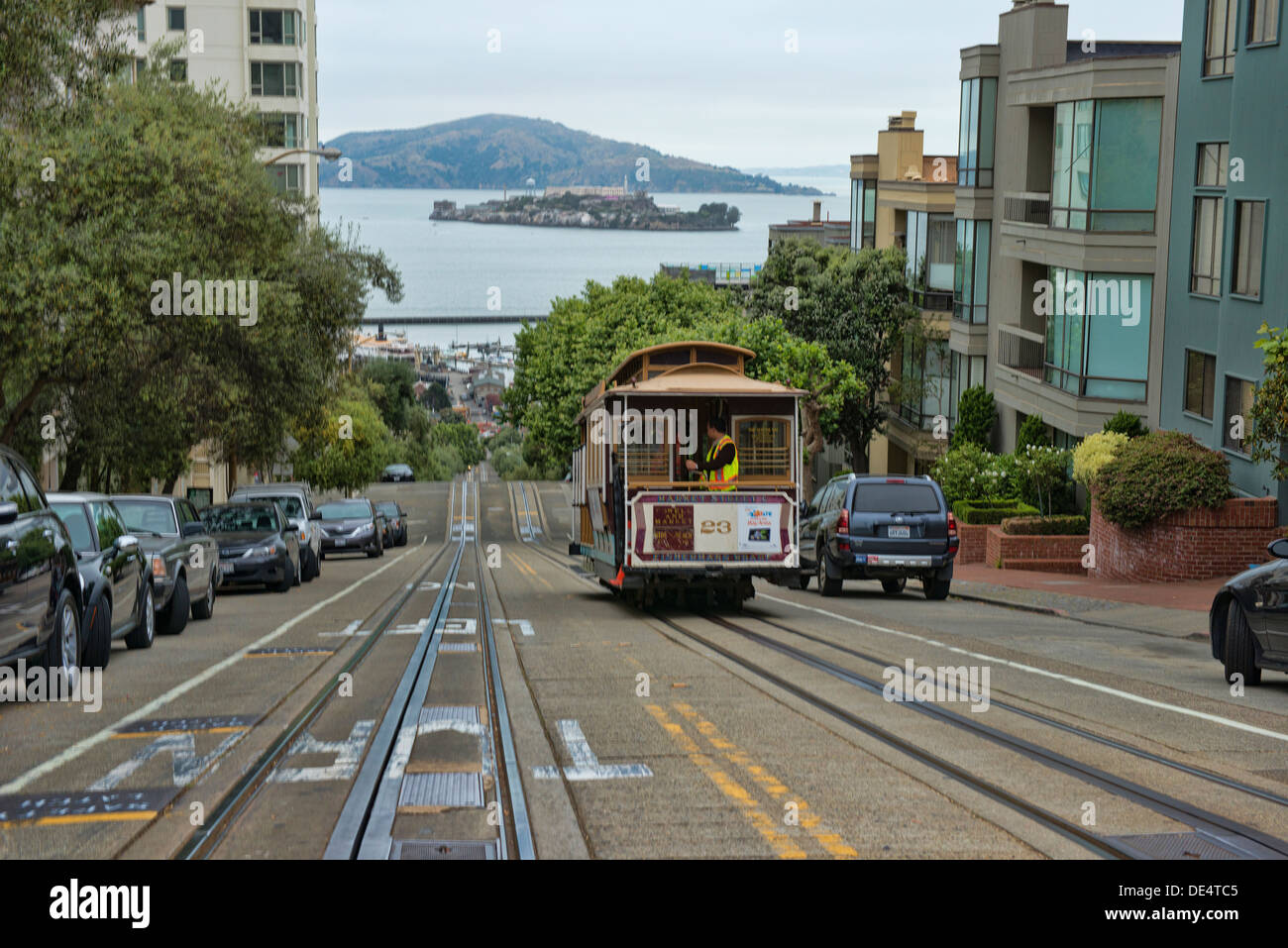 Cable car making its run in San Francisco, California Stock Photo - Alamy
