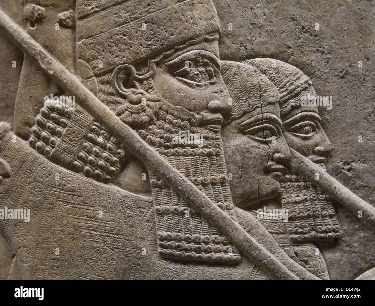 King Ashurnasirpal II during a royal lion hunt, 7th cen. BC. Artist ...