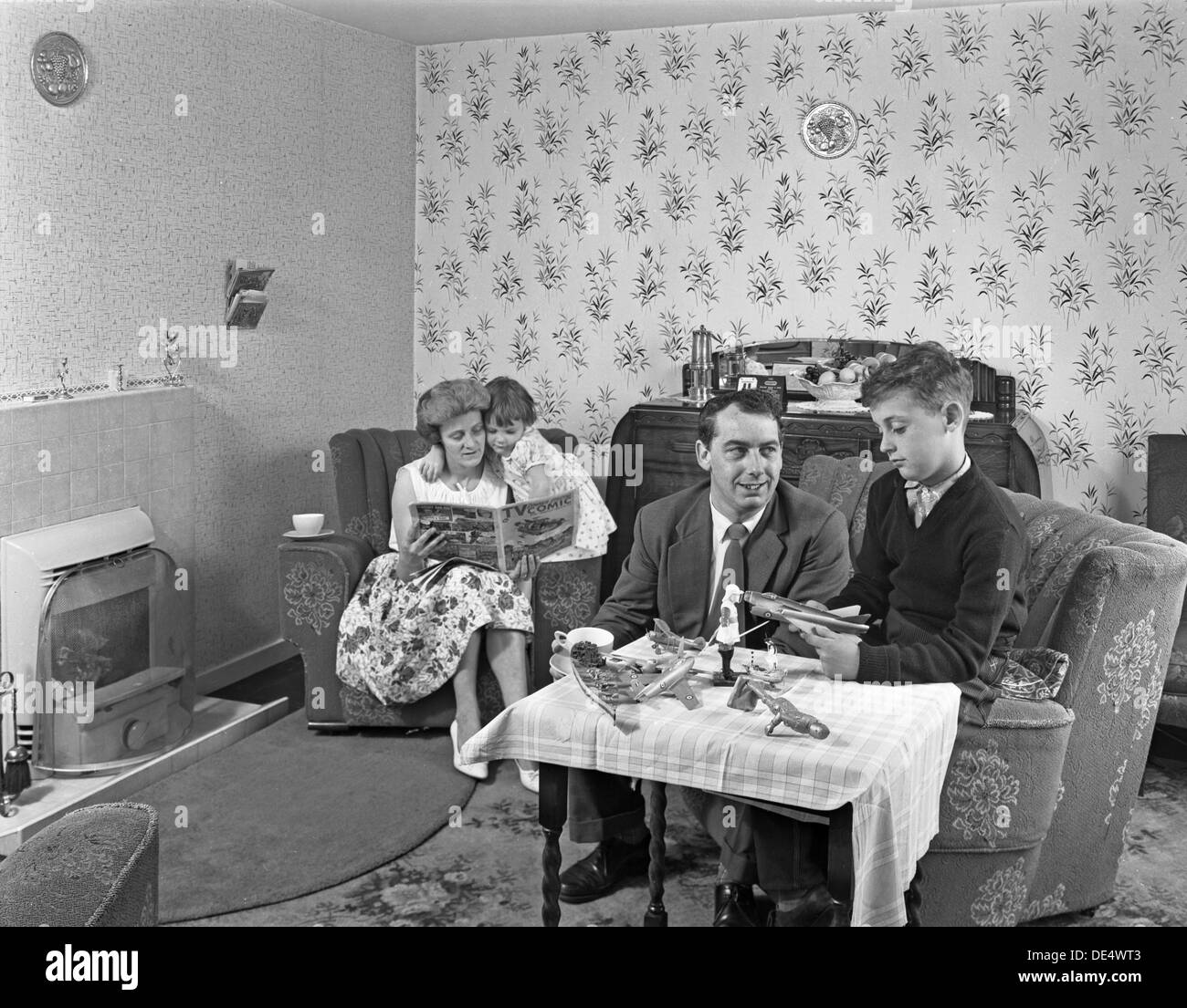 Typical working class living room scene with family, 11 July 1962 ...