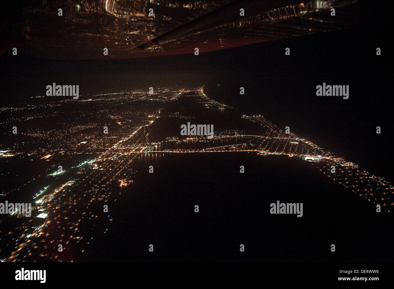 Aerial view of Ponce Inlet, FL at night - May, 2010 Stock Photo - Alamy