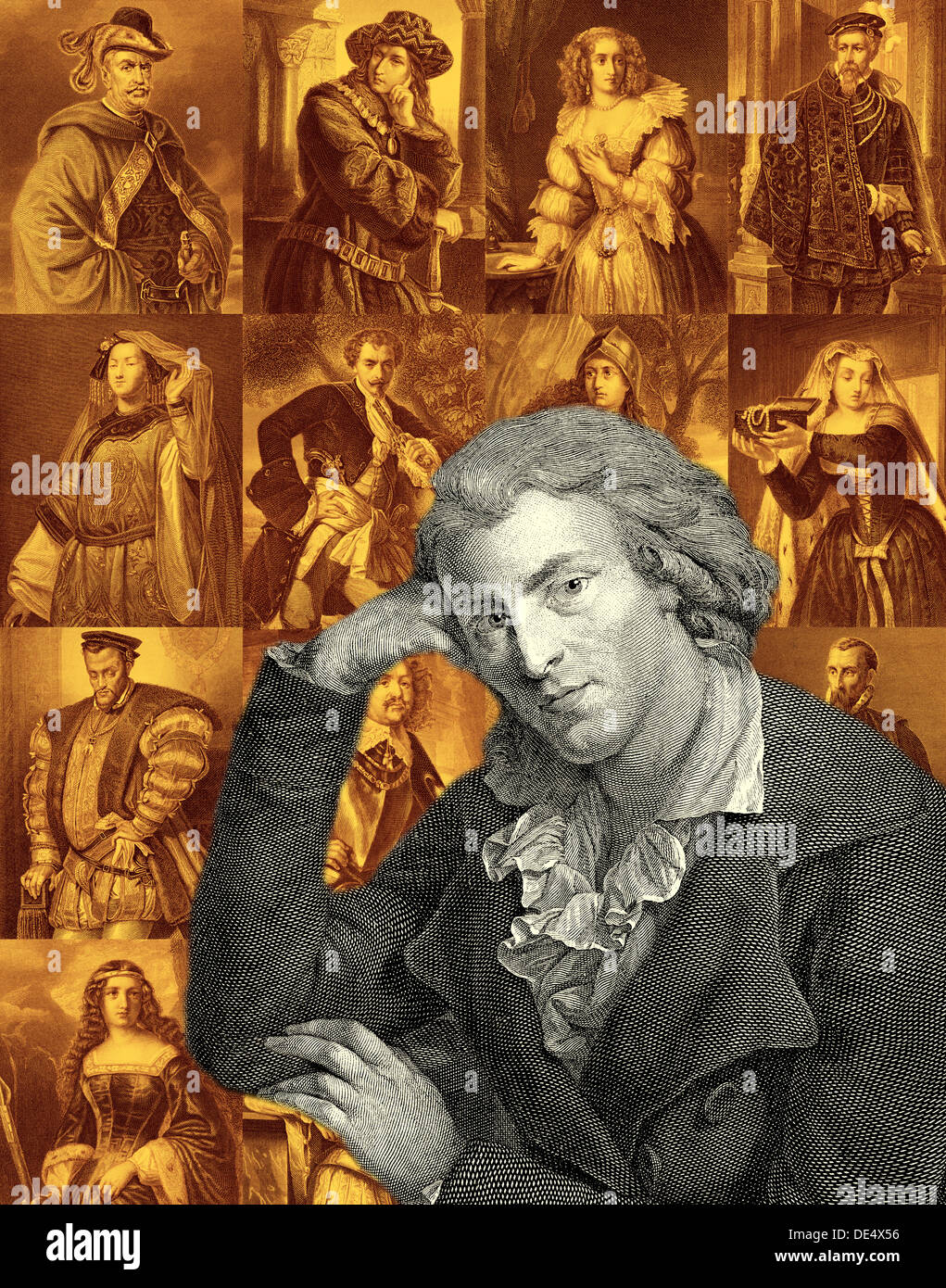 Portrait and characters from the works by Friedrich Schiller, 1759 ...