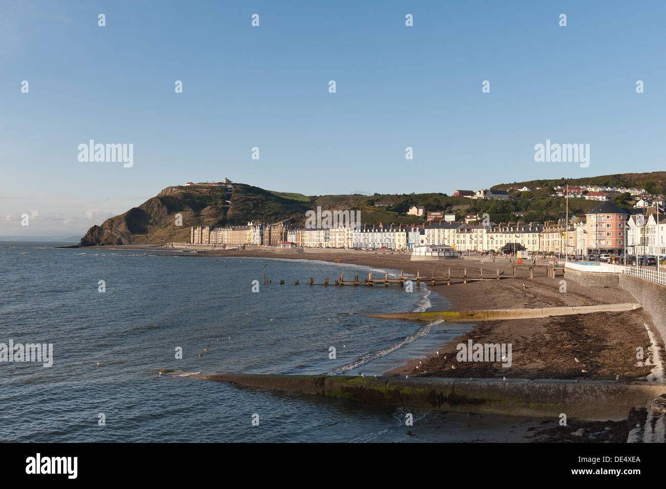 Aberystwyth seafront promenade Constitution Hill with its funicular ...