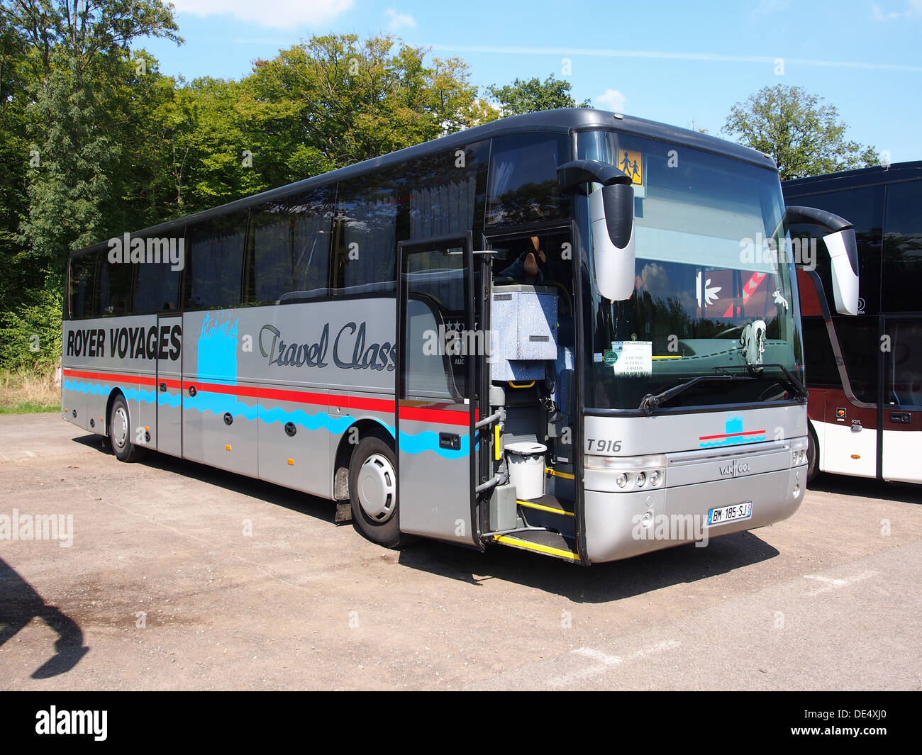 The VanHool coach, operated by Royer Voyages, is seen at Amnéville ...