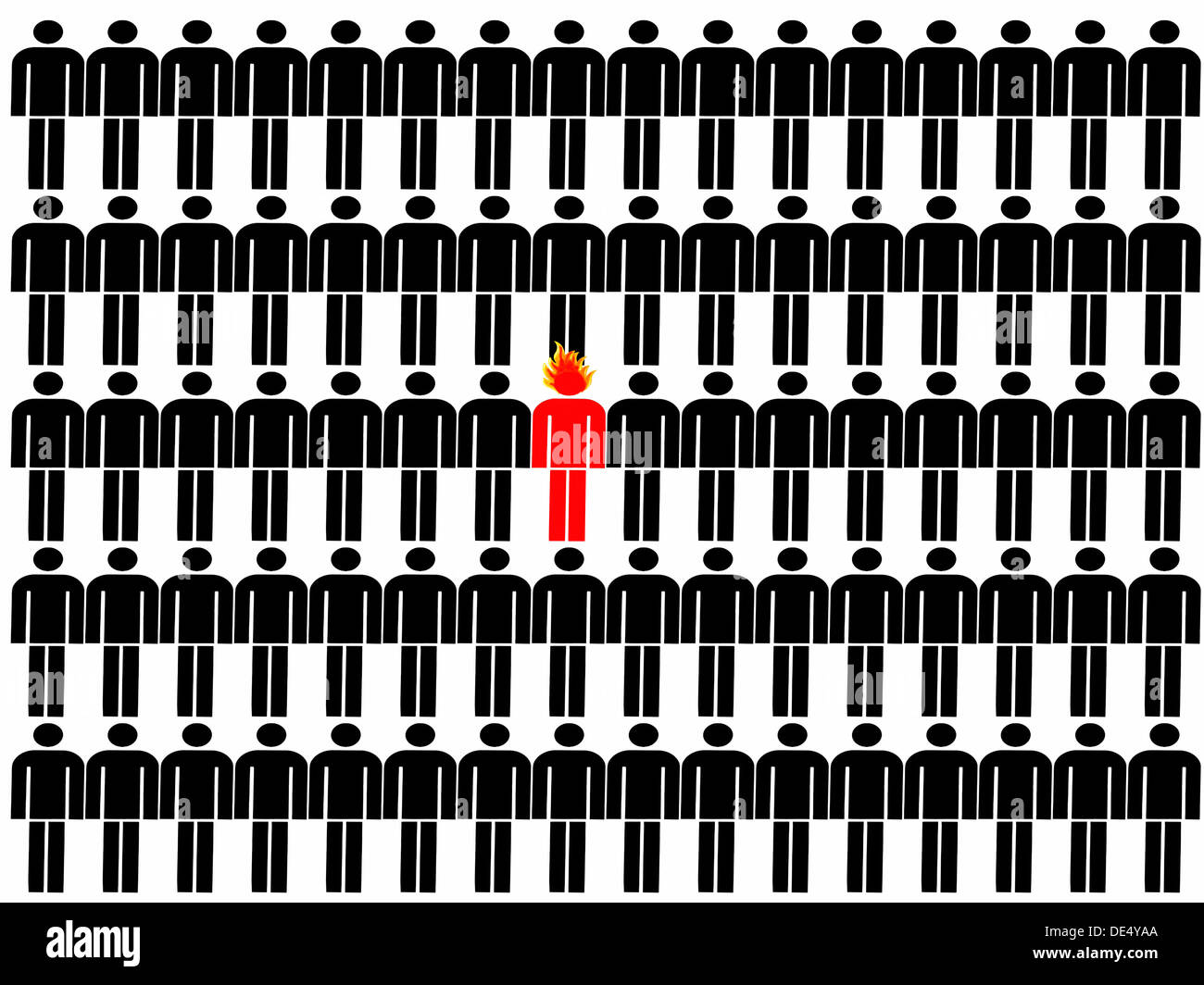 One man among many others, symbolic image for outsider Stock Photo - Alamy