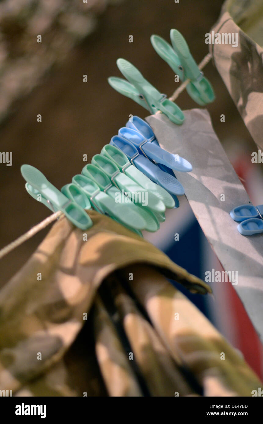pegs on washing line Stock Photo - Alamy