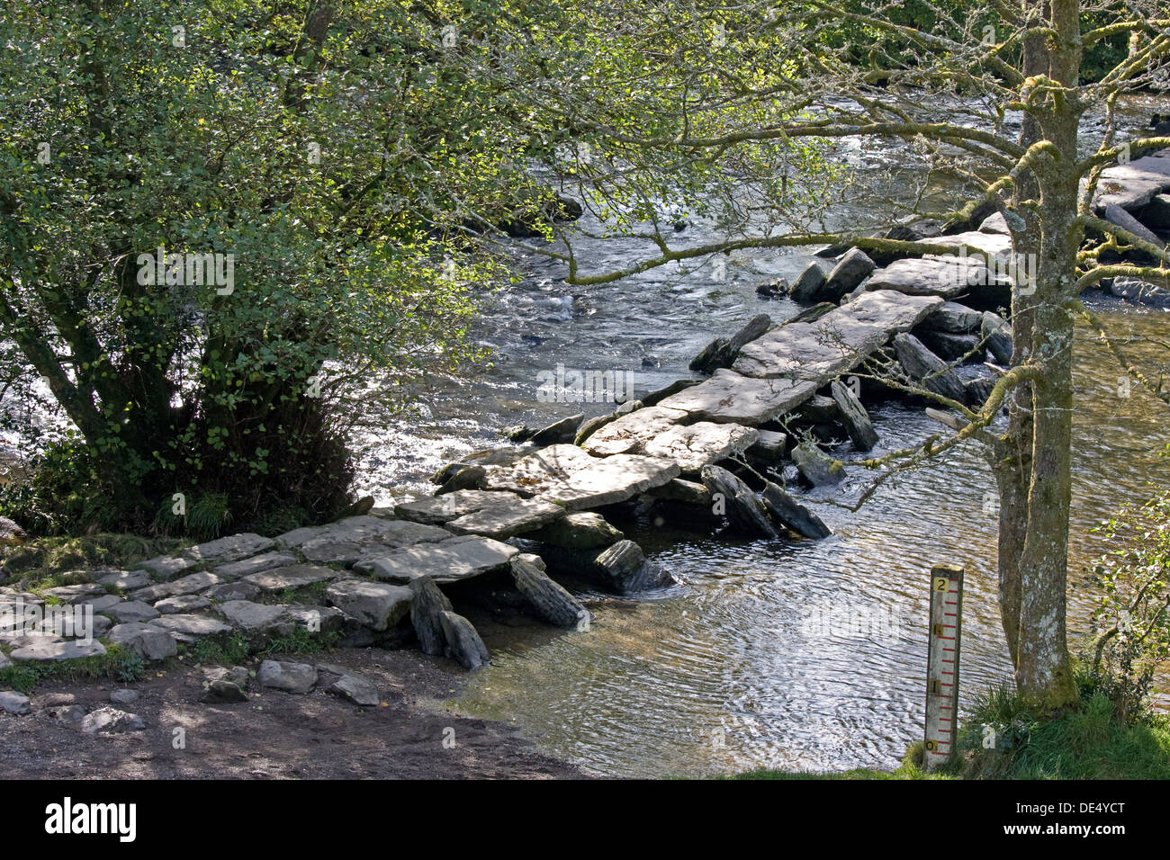 Tarr Steps, Clapper bridge across River Barle, Exmoor, Somerset ...