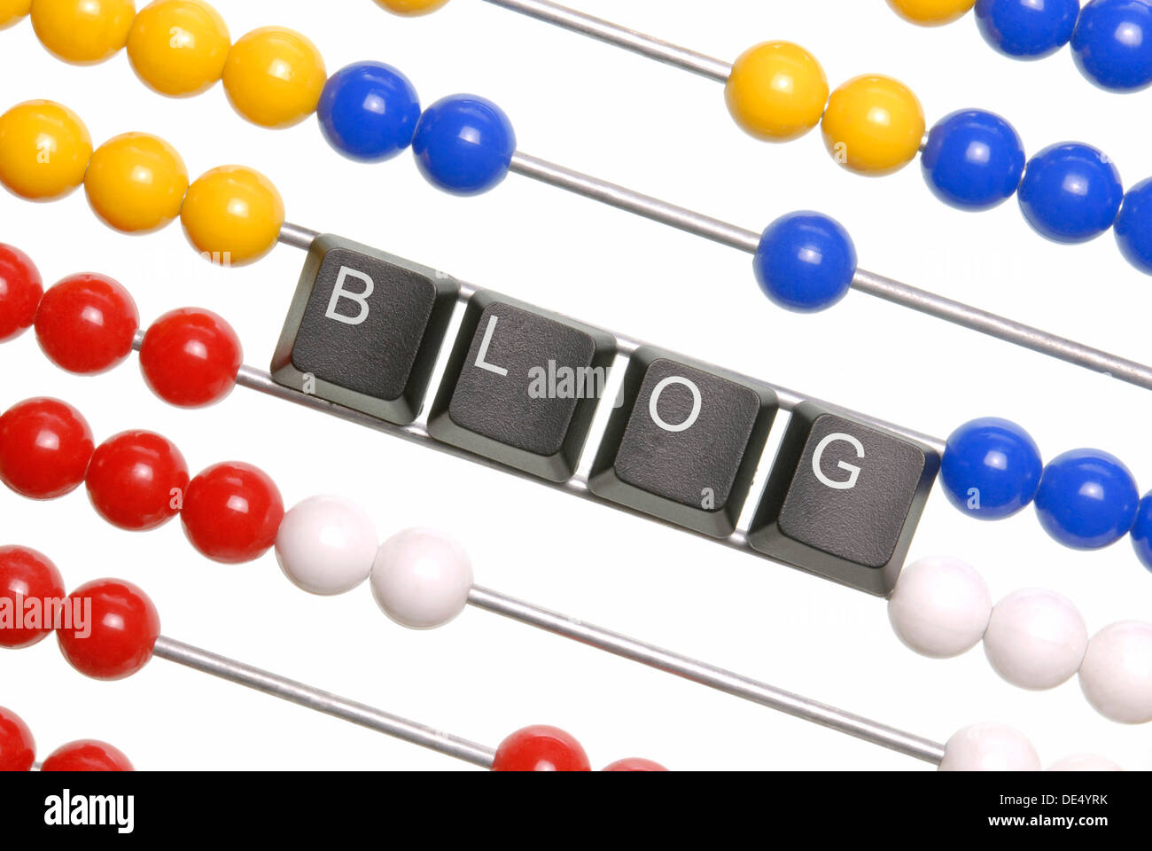 Abacus with computer keyboard keys spelling the word blog Stock Photo ...