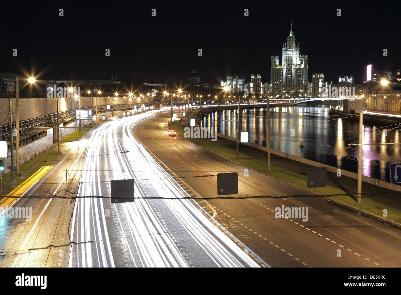 Night illuminated moscow famous stalin hi-res stock photography and ...