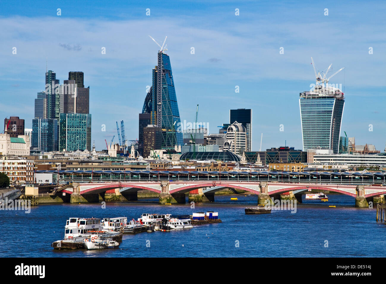 London skyline viewed down the River Thames Stock Photo - Alamy