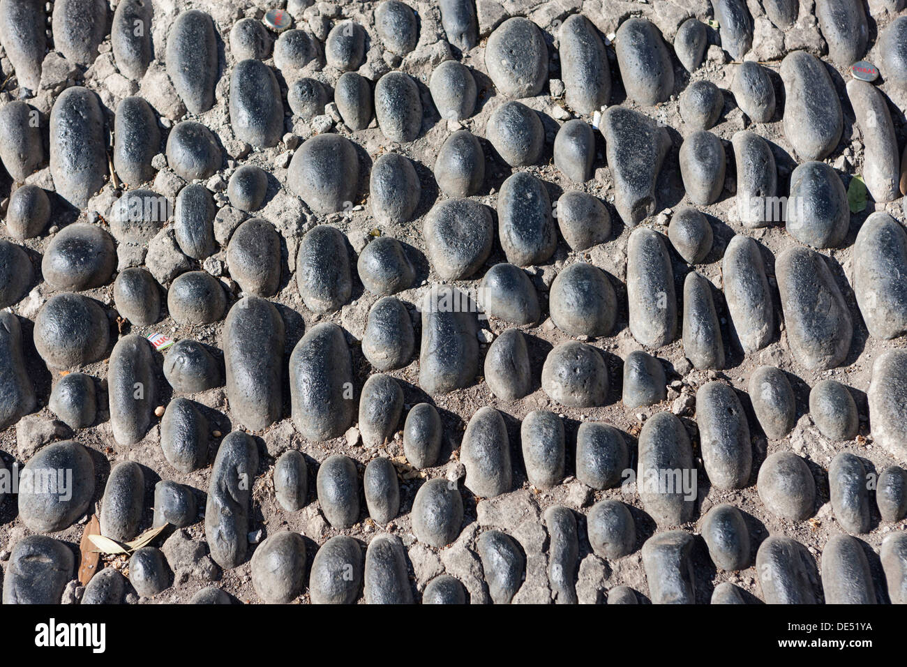 Old cobblestoned road in the historic town centre of Funchal, Santa ...