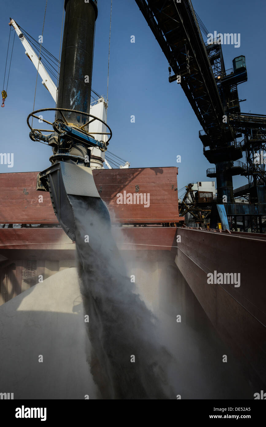 sugar is being loaded in a ship for exportation to China , Santos Port ...