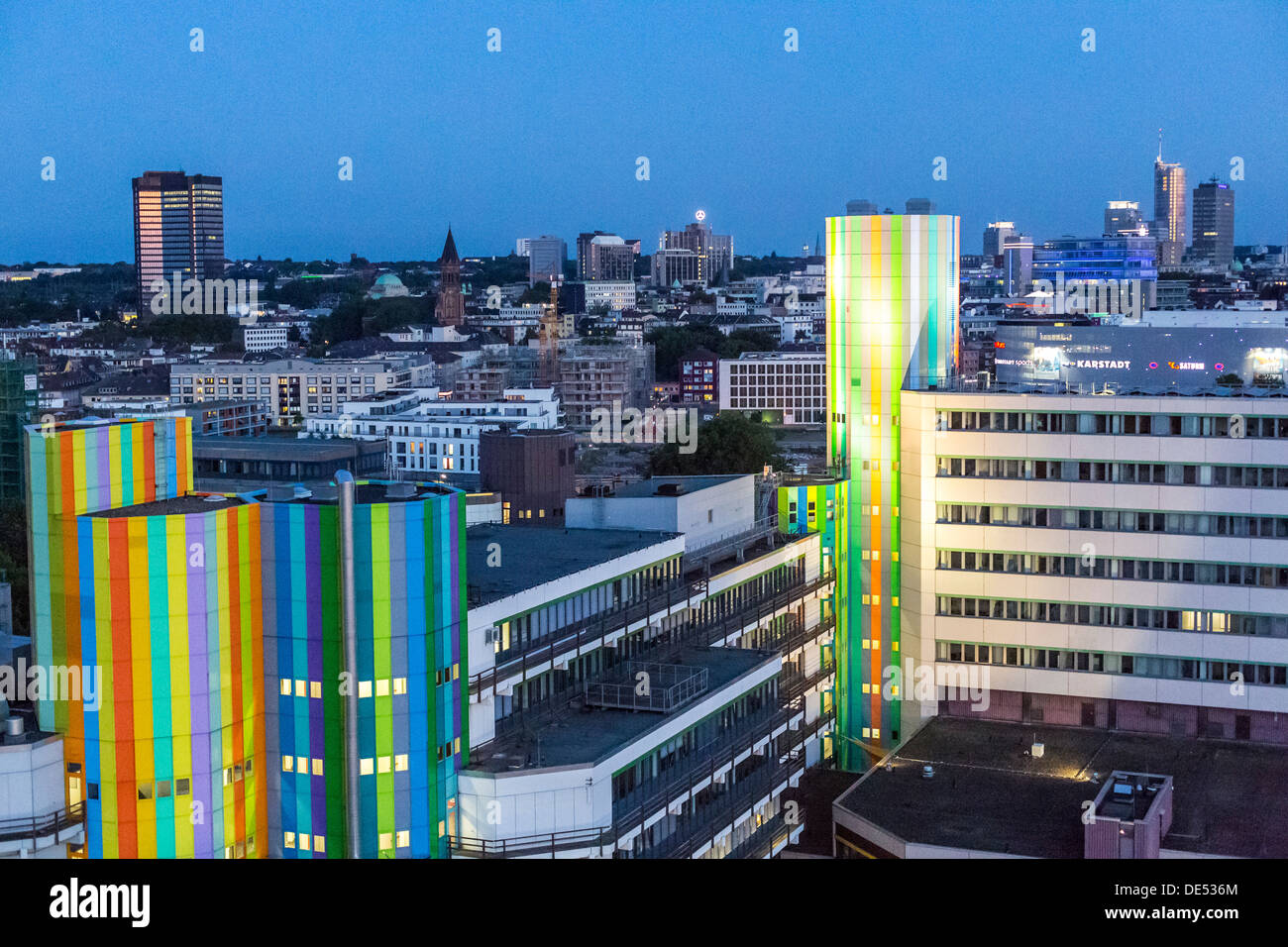 Skyline of Essen, Germany, at dusk. University buildings in front Stock ...