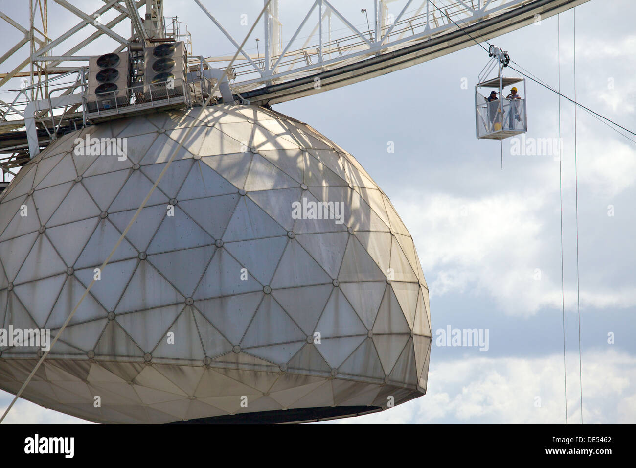 Workers at the National Astronomy and Ionosphere Center Arecibo ...