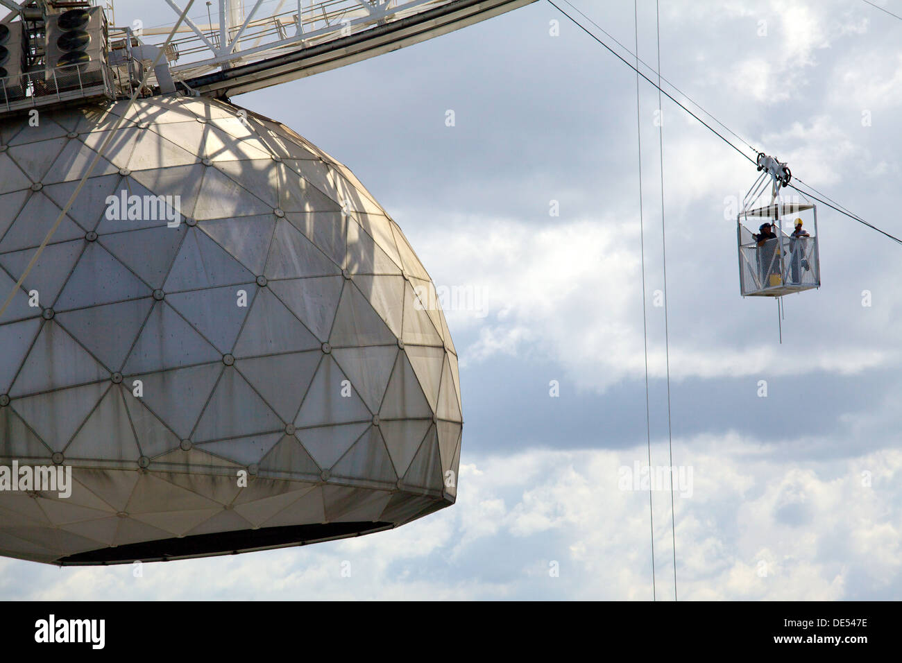 Workers at the National Astronomy and Ionosphere Center Arecibo ...