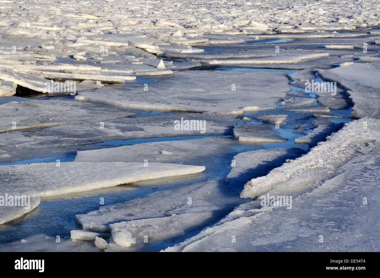 Ice floes on the Baltic Sea off Stein, Probstei, Ploen district ...
