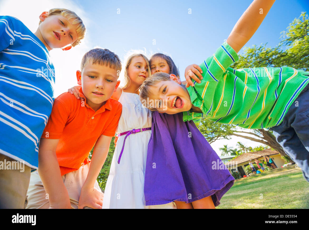Group of Happy Kids Playing Together Outside, Friendship Concept Stock ...