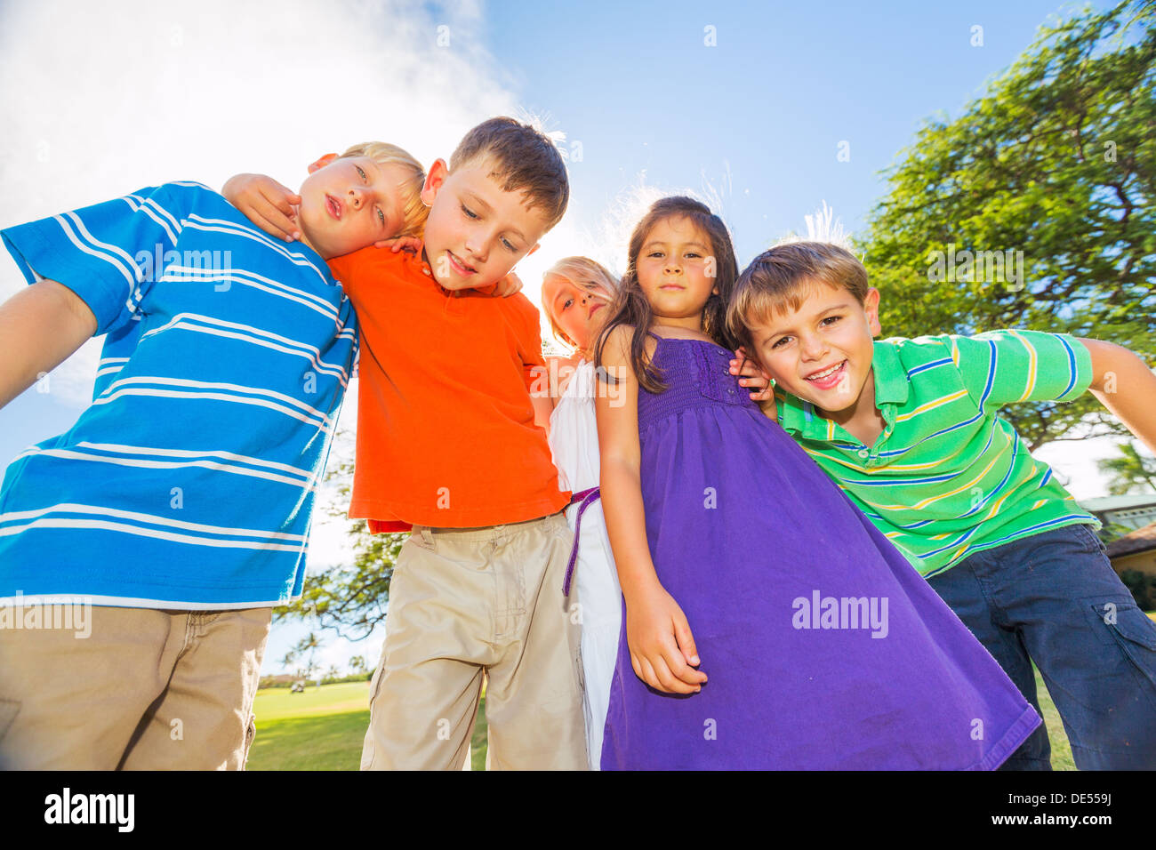 Group of Happy Kids Playing Together Outside, Friendship Concept Stock ...