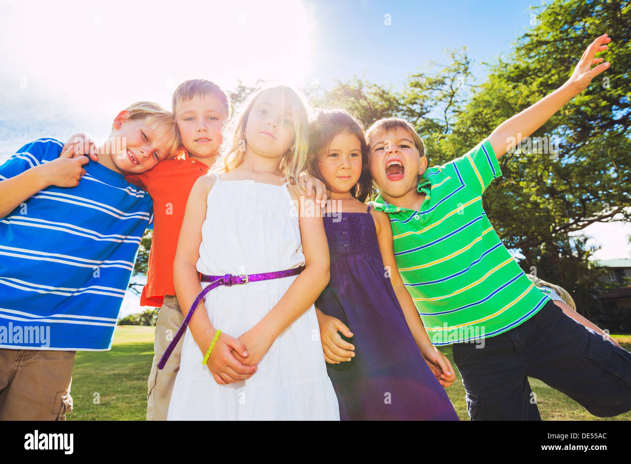 Group of Happy Kids Playing Together Outside, Friendship Concept Stock ...