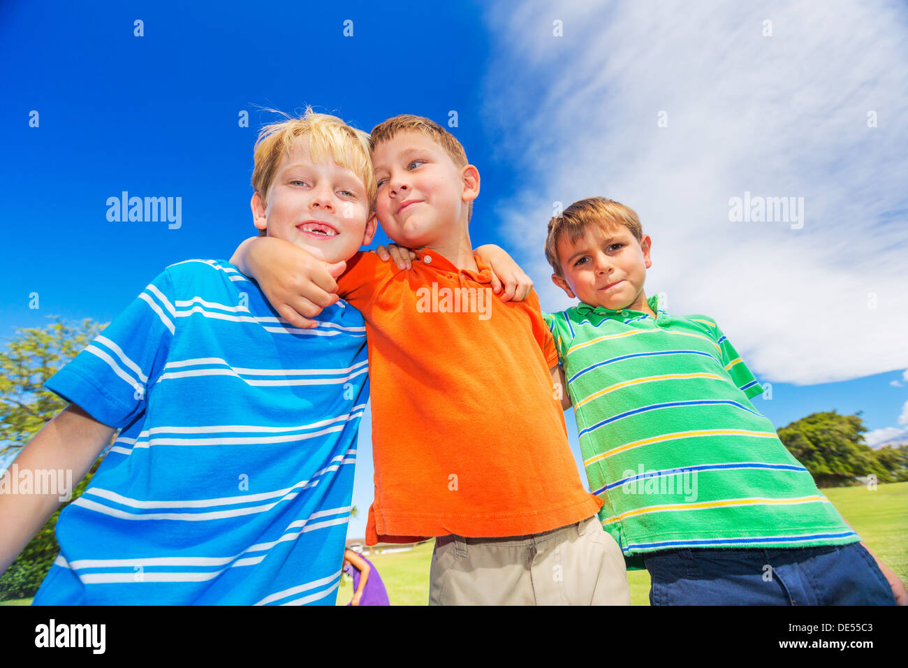 Group of Happy Kids Playing Together Outside, Friendship Concept Stock ...