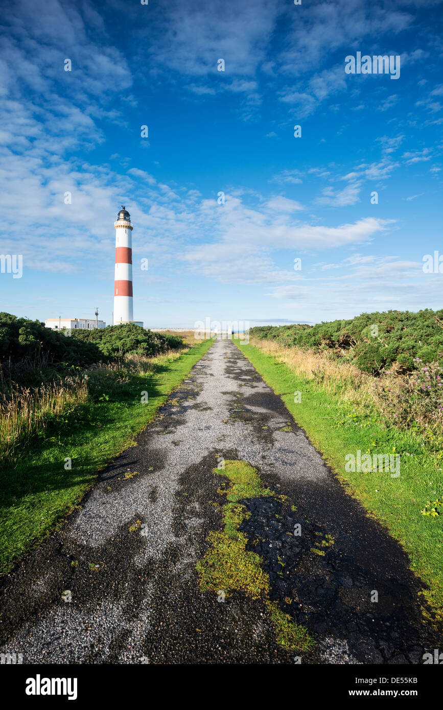 Paved road leading to the Tarbat Ness lighthouse on the Moray Firth ...
