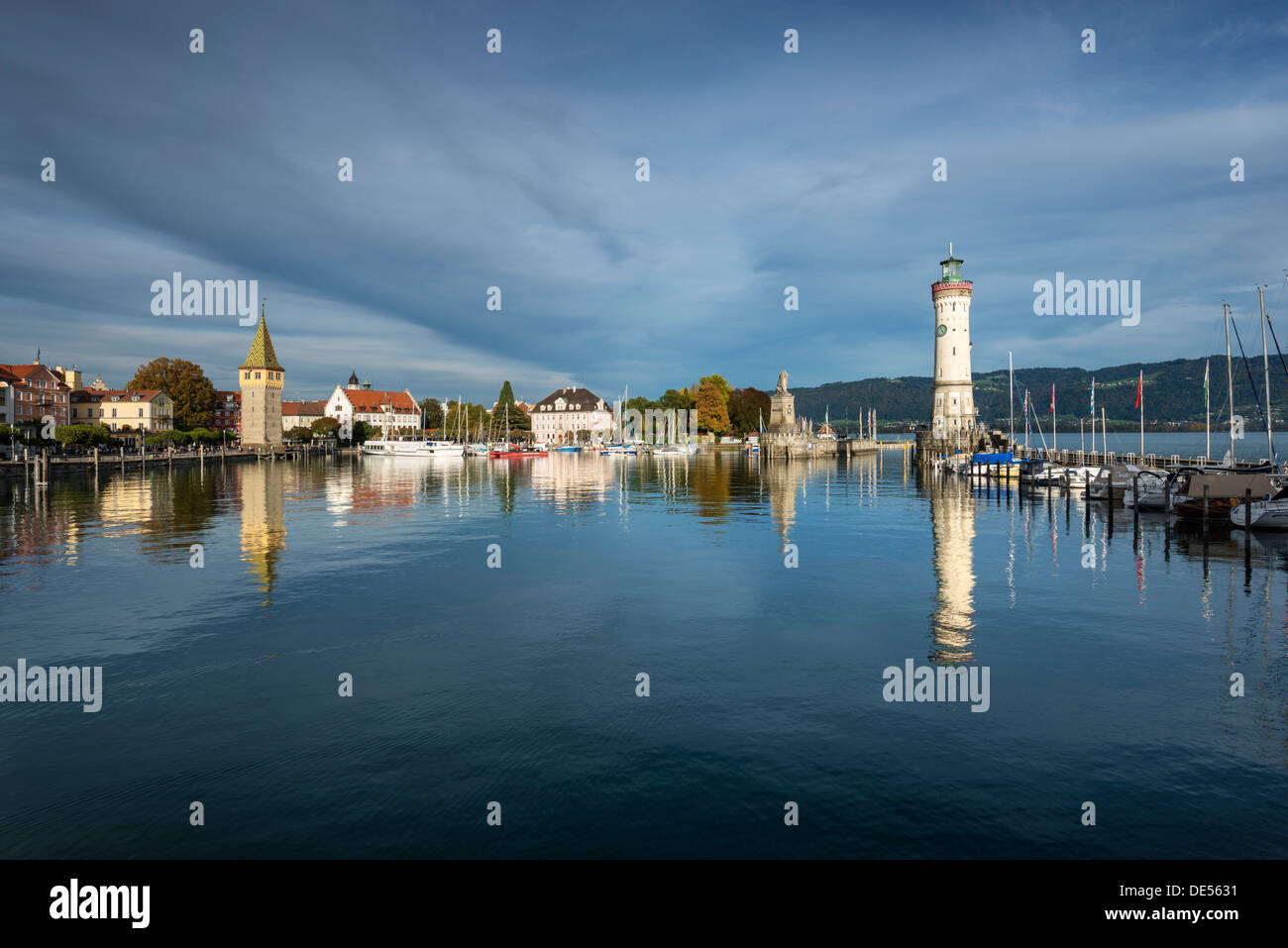 Harbour of Lindau with a lighthouse, Lake Constance, Lake Constance ...