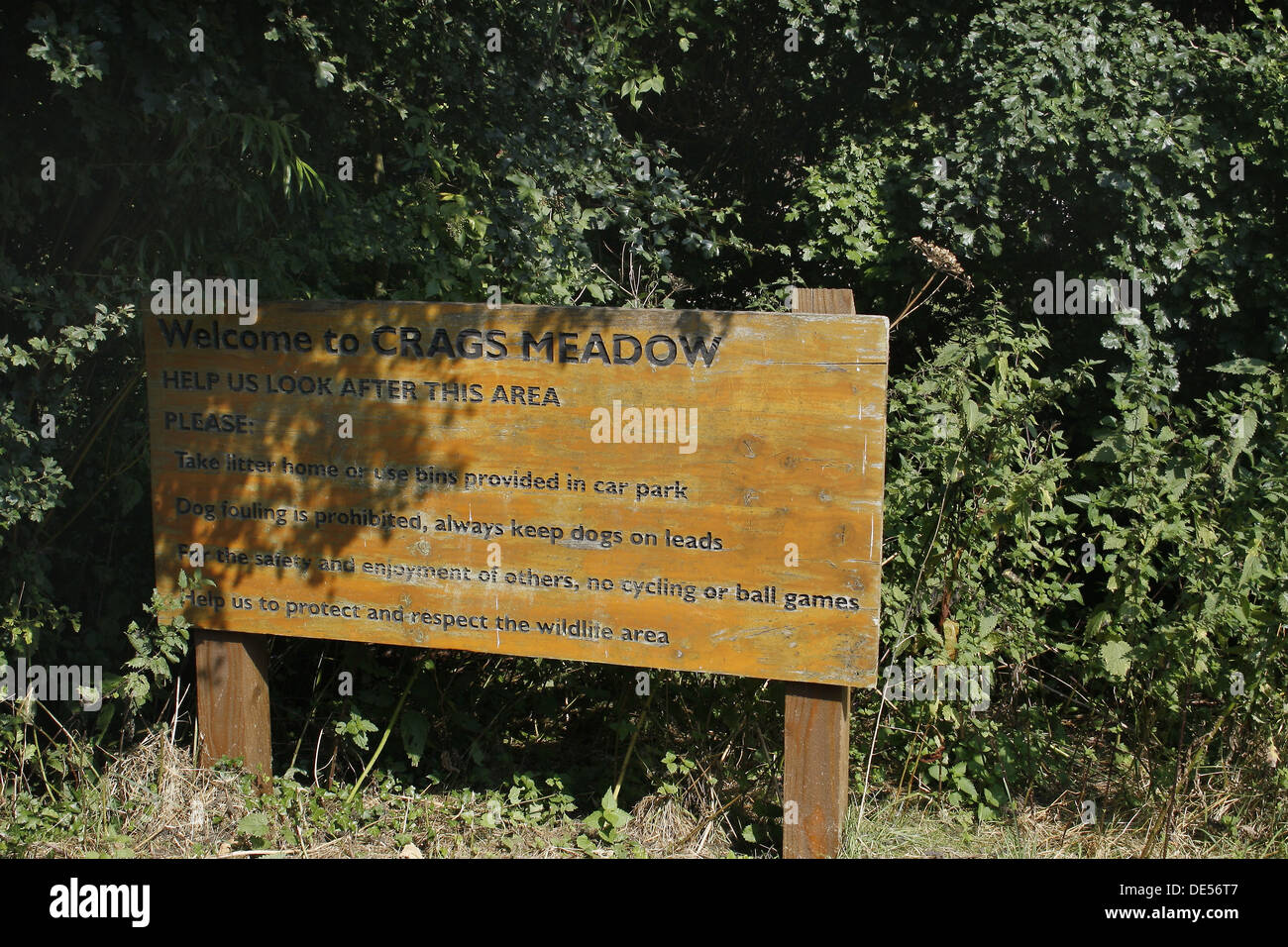 Crags meadow sign. Creswell Crags, Welbeck, Worksop, Nottinghamshire ...