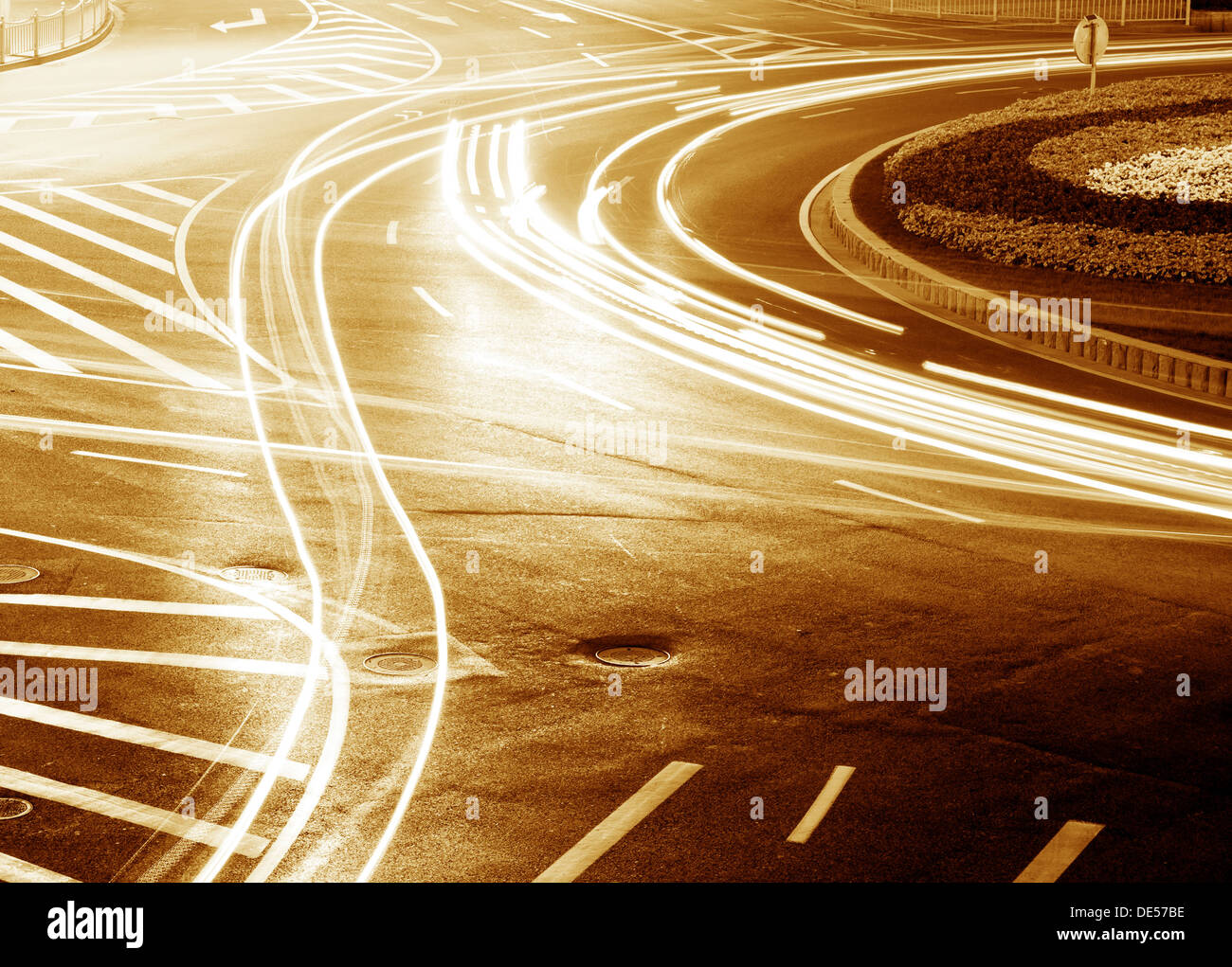 the light trails on the steet in shanghai china Stock Photo - Alamy