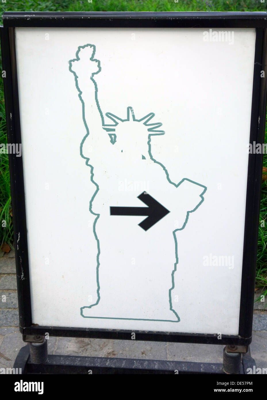 Statue of Liberty New York harbor American sign Stock Photo - Alamy