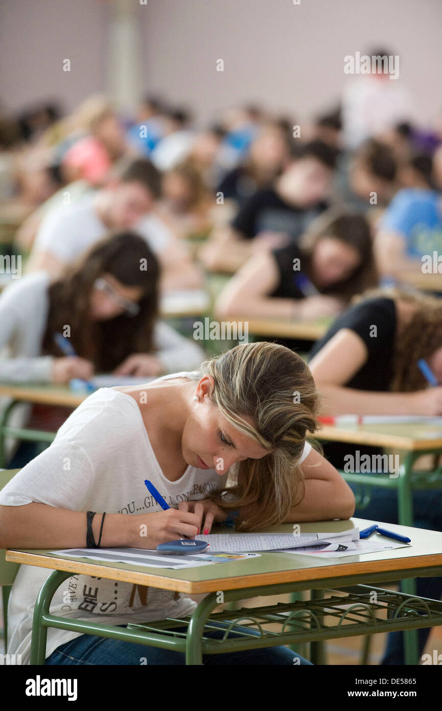 Students seen during a degree examination in Spain Stock Photo - Alamy