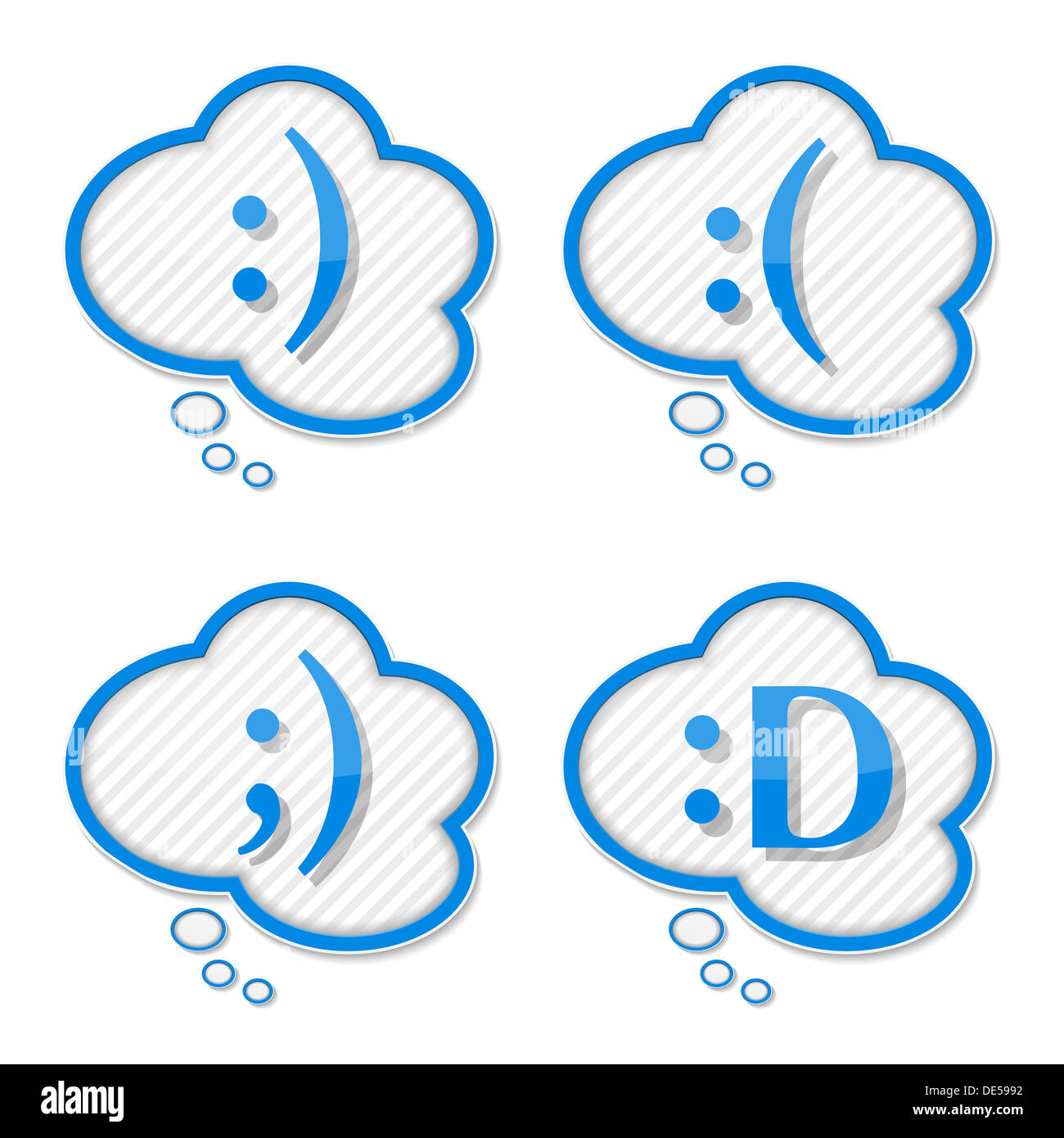Speech bubbles with abstract text smiles Stock Photo - Alamy