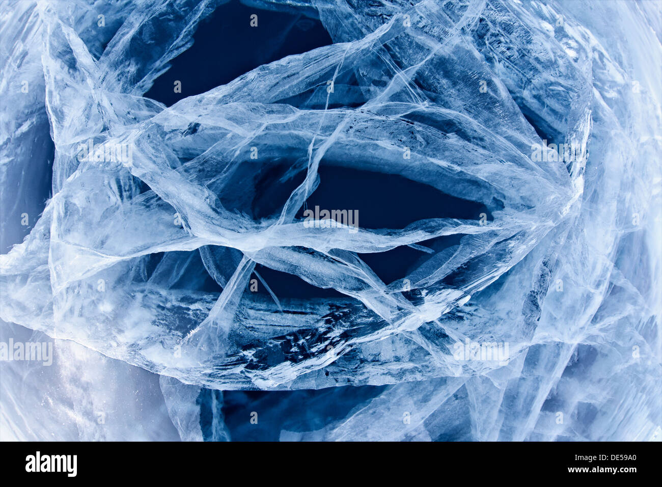 wide angle view of frozen surface of baikal lake ice Stock Photo - Alamy