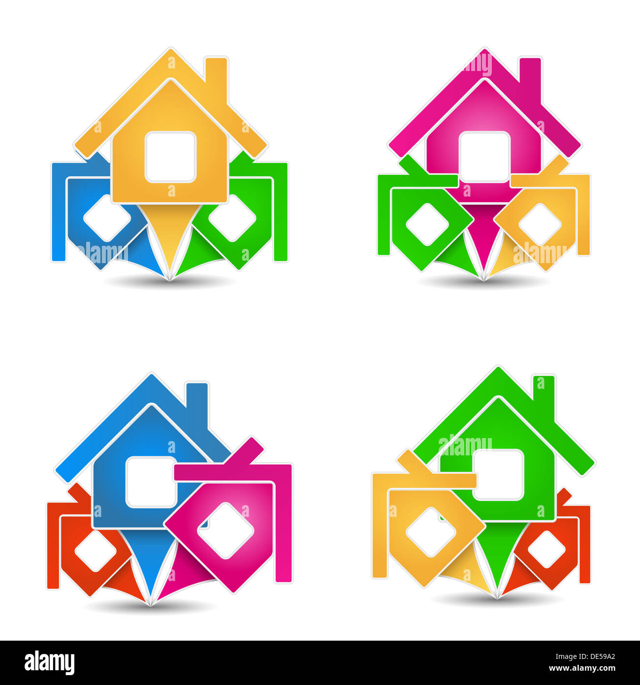 Set of house icons, design elements for your logo Stock Photo - Alamy