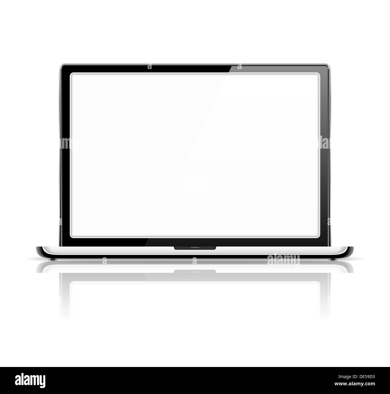 Laptop with reflection on white background Stock Photo - Alamy